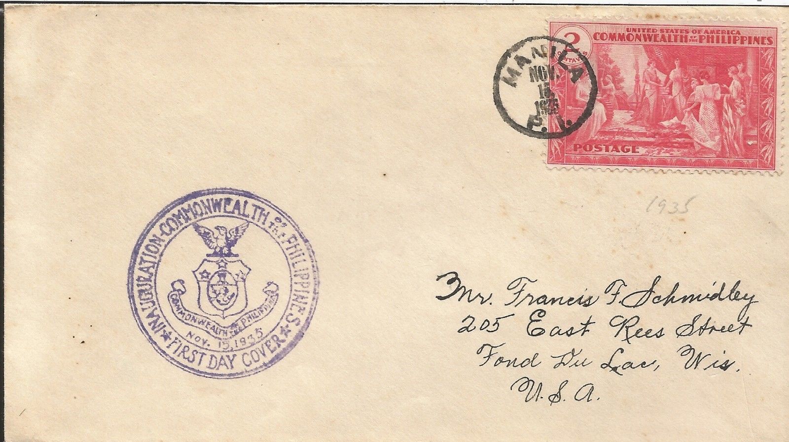 L) 1935 Philippines. United States of America Commonwealth of the ...