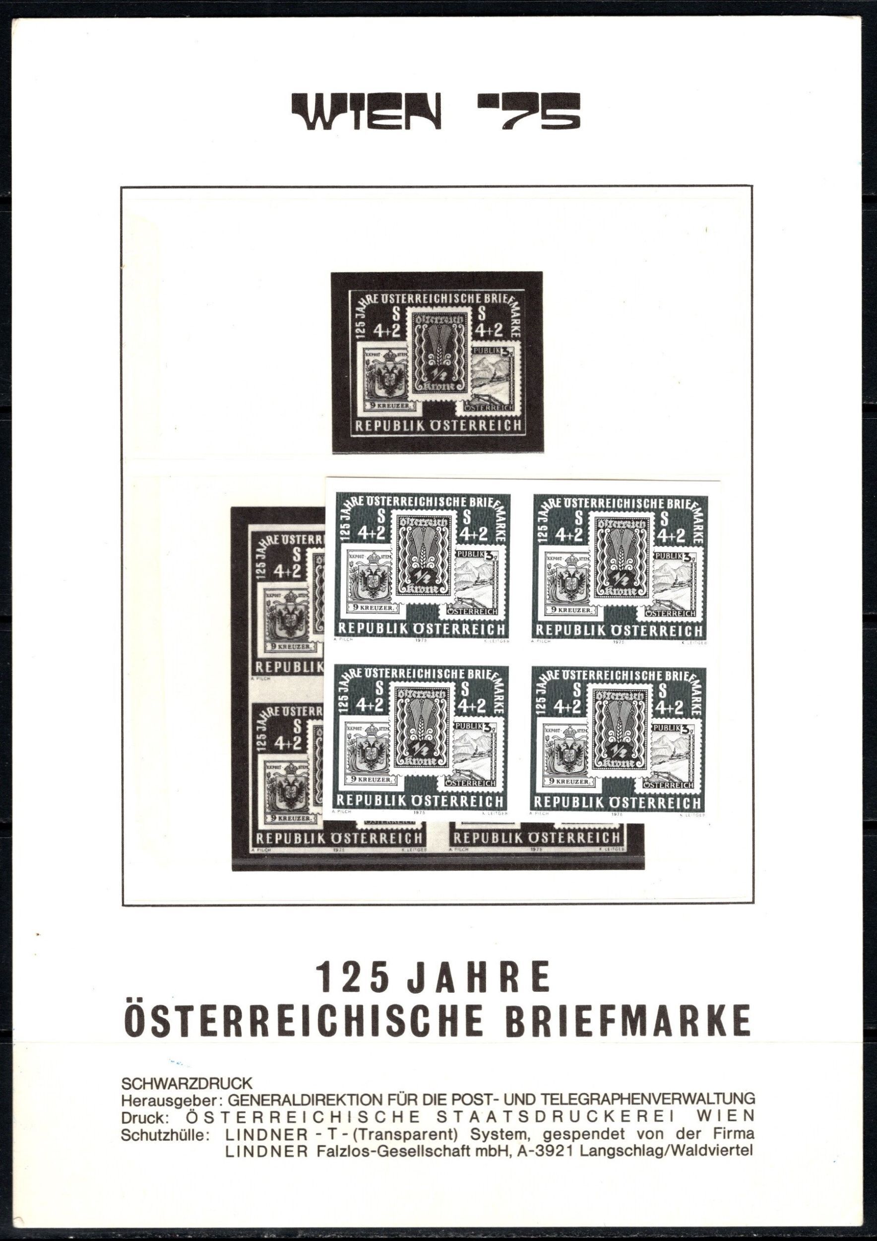 1975 Austria Commemorative Sheet Vienna 75 125 Years Of Austrian Stamps ...
