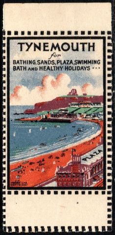 Vintage Great Britain Poster Stamp Tynemouth For Bathing Sands, Plaza ...