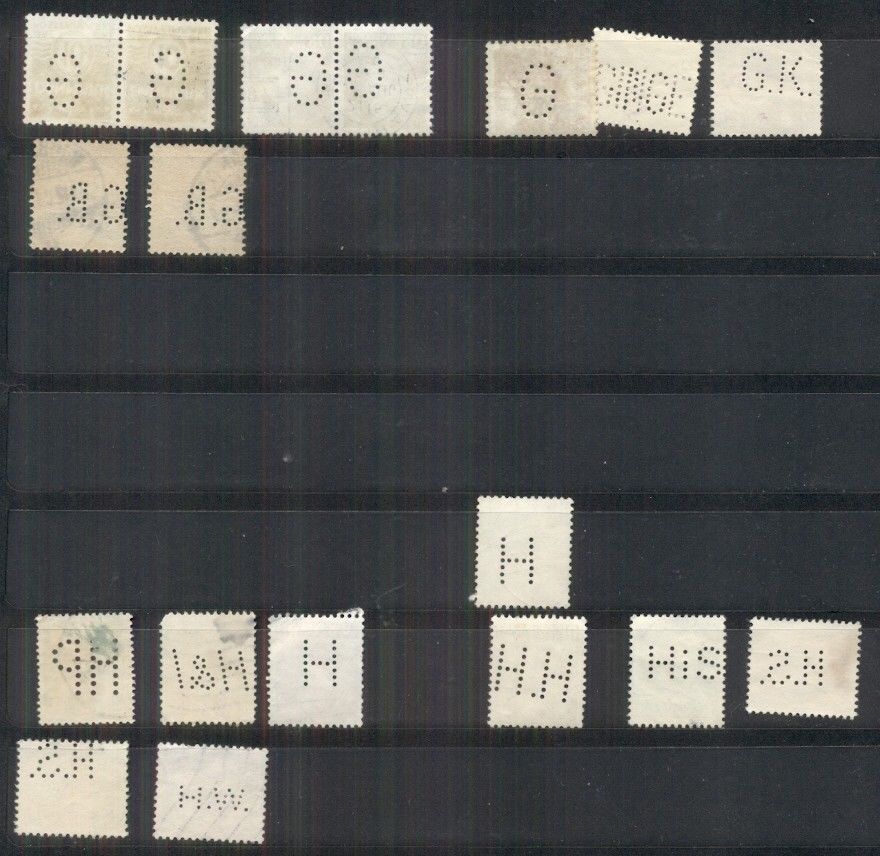 DENMARK PERFIN COLLECTION - over 200 stamps PLUS Reprint A-Z Perfin ...