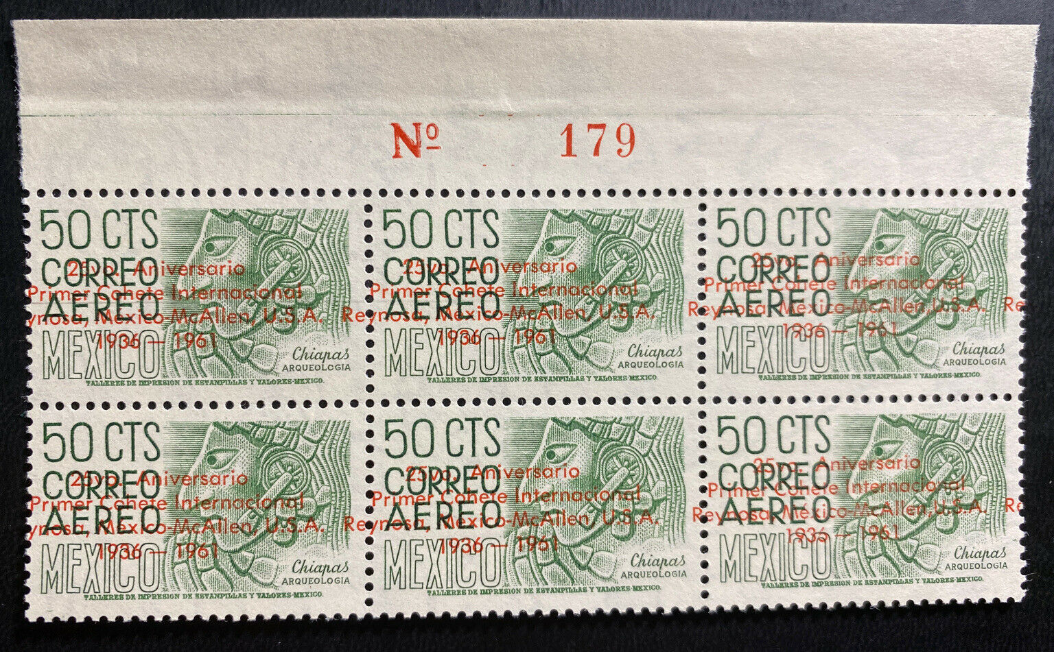 6 Mint Stamps Of Mexico Rocket Flight Mail 25th Anniversary Overprint ...