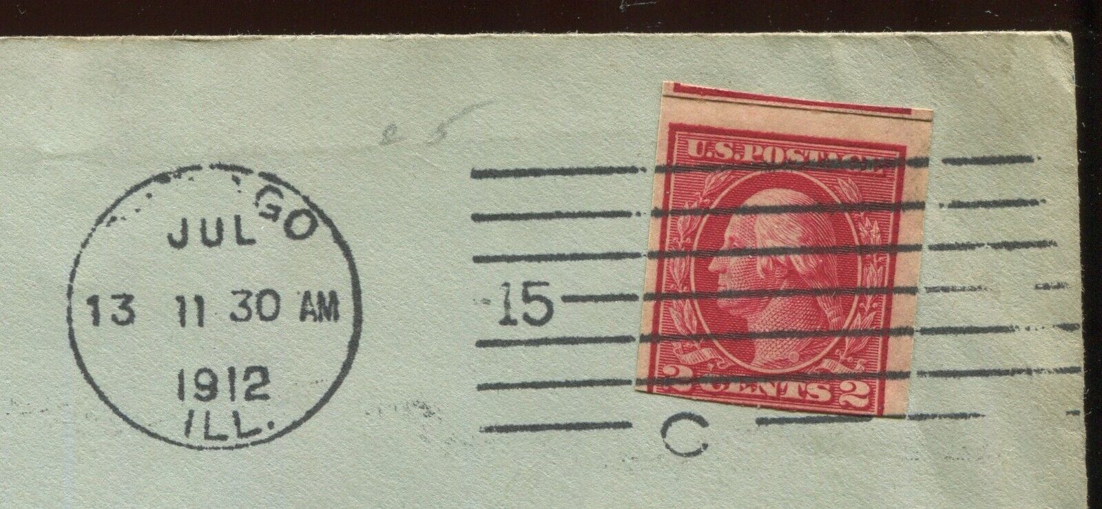 409v Paste UP Stamp Used on JUL 13 1912 Commercial Cover Lv5236 ...