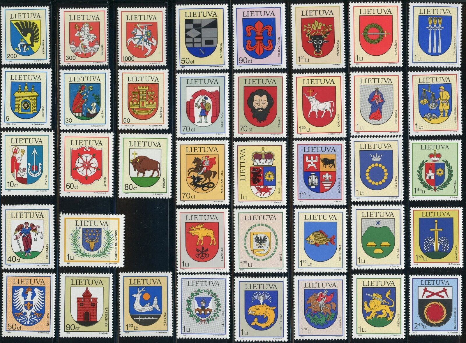 Lithuania Coat of Arms Postage Stamp Collection Europe Flags Mint LH ...