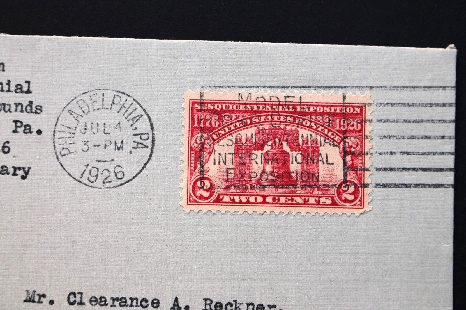 US STAMP 627 PHILADELPHIA EXPO 1926 EVENT SLOGAN CANCEL ON JULY 4, 1926 ...