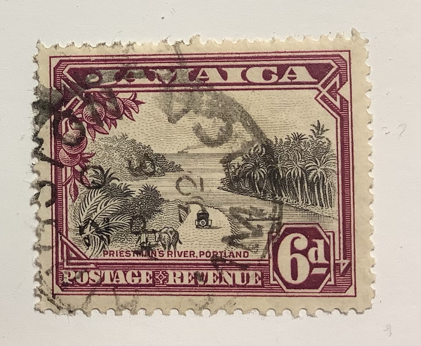 Jamaica 1932 Scott 108 used - 6p, landscape, Priestman's River ...