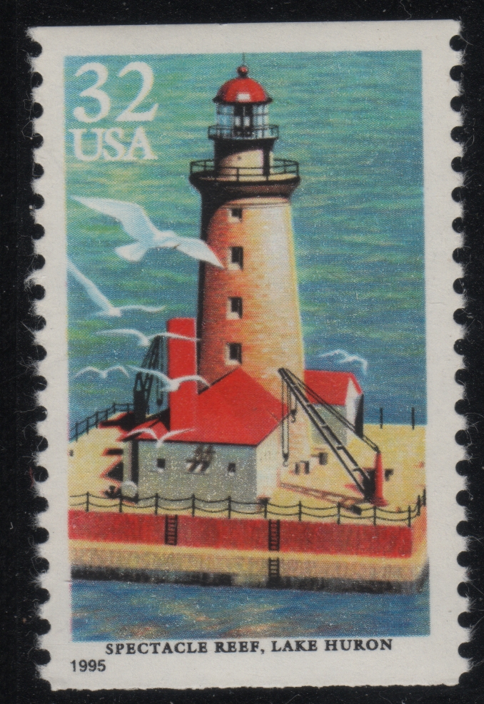 2971 32c Spectacle Reef, Lake Huron Lighthouse / HipStamp