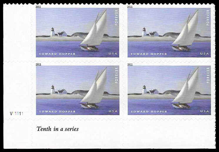 PCBstamps US #4558 PB $1.76(4x{44c})Edward Hopper, MNH, (PB-3a ...