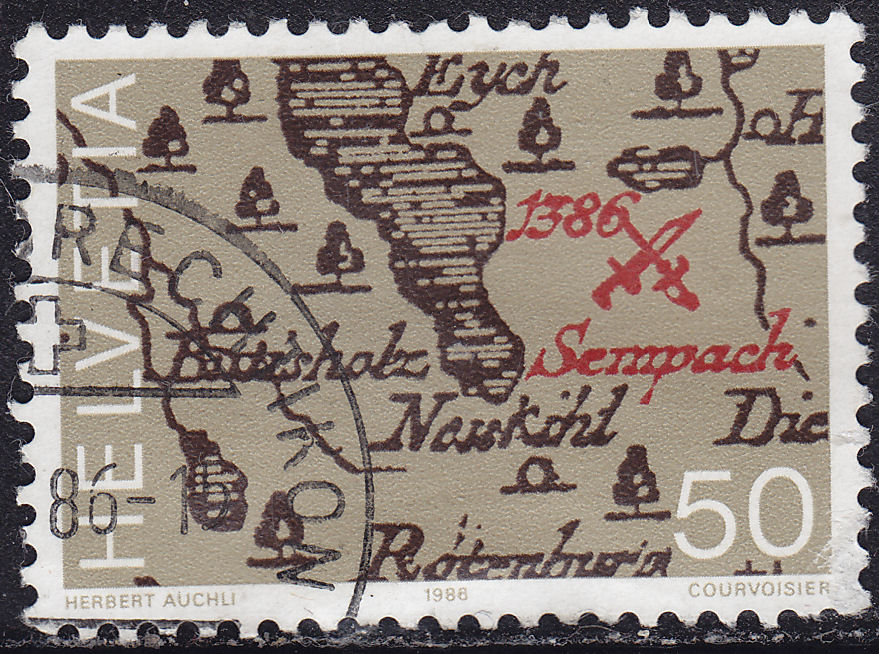 Switzerland 773 USED 1986 Military Map 50c / HipStamp