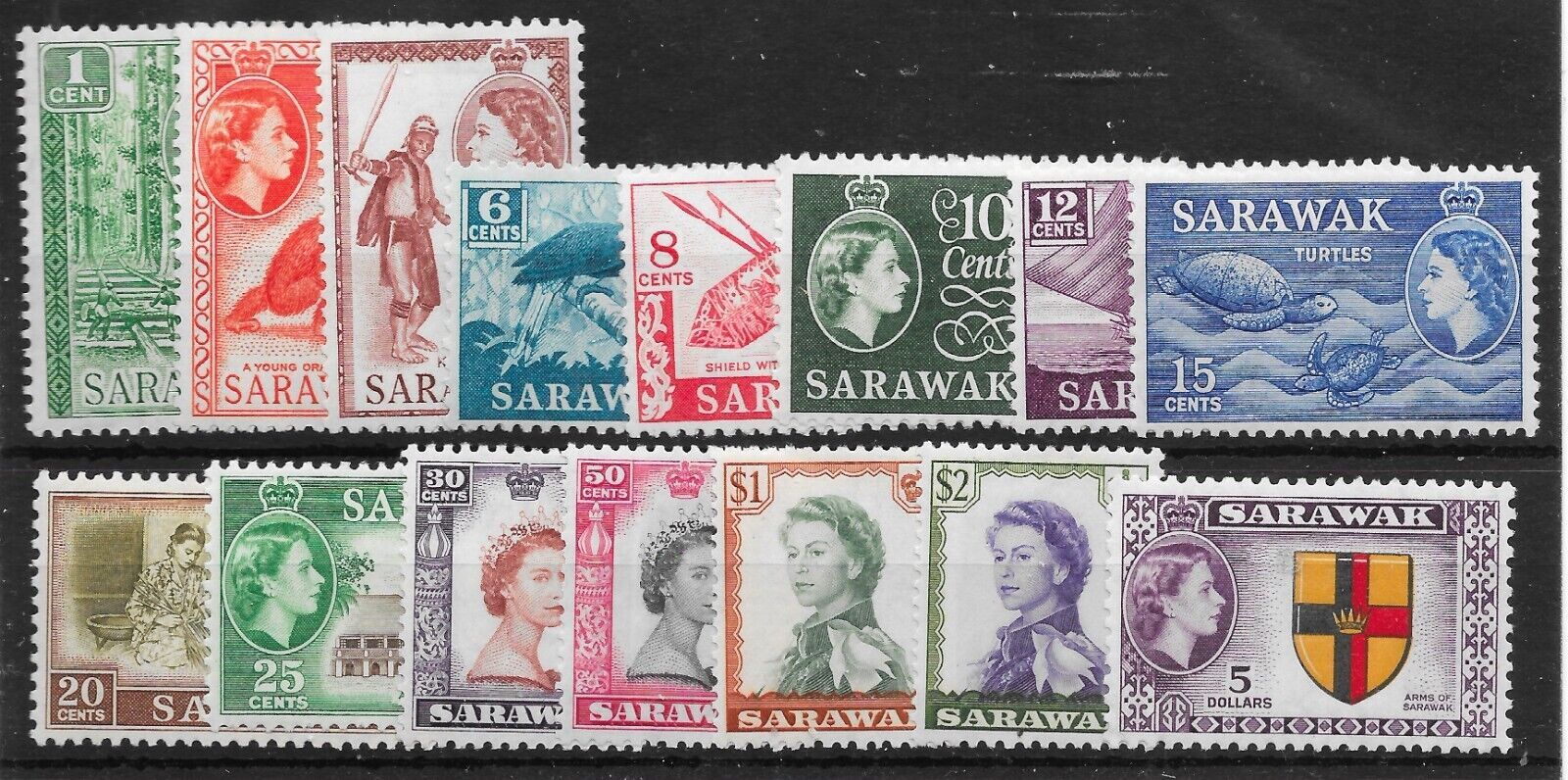 Sarawak Sg188/202 1955-9 Definitive SET MTD Mint | Asia - Malaysia ...