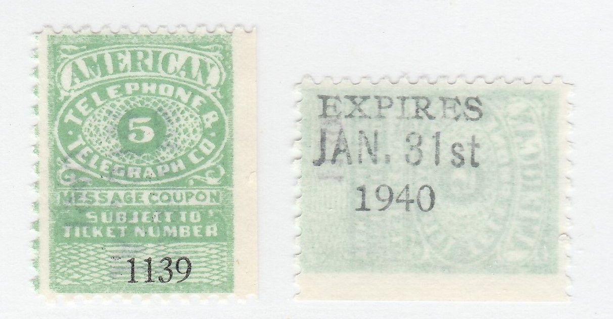 USA Telephone Telegraph stamp (one only Front & Back View) 1430b- 1139 ...