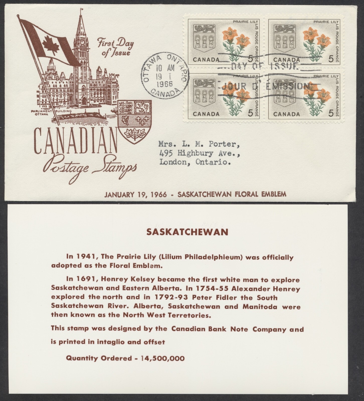 1966 #425-426 Two Prairies Flowers FDC Blocks Middlesex SC Cachet with ...