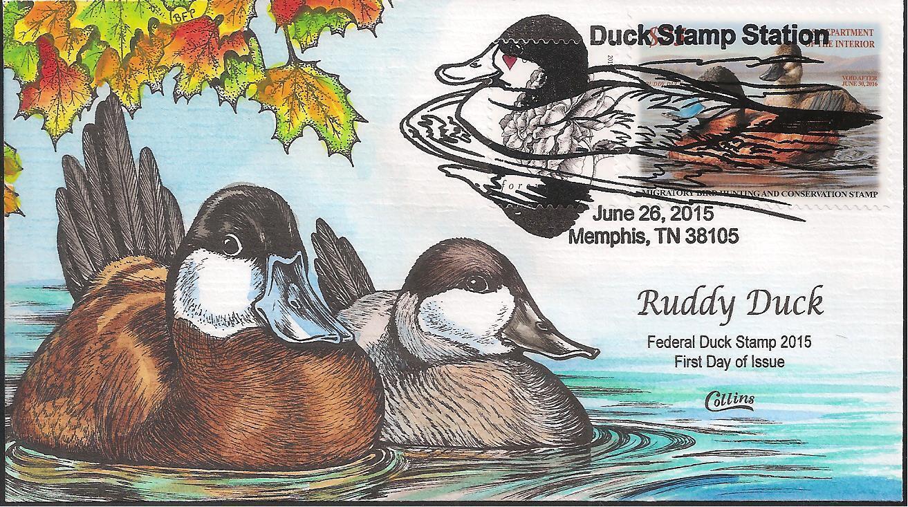 Collins Hand Painted Combo FDC for the 2015 Self-Adhesive Federal Duck ...