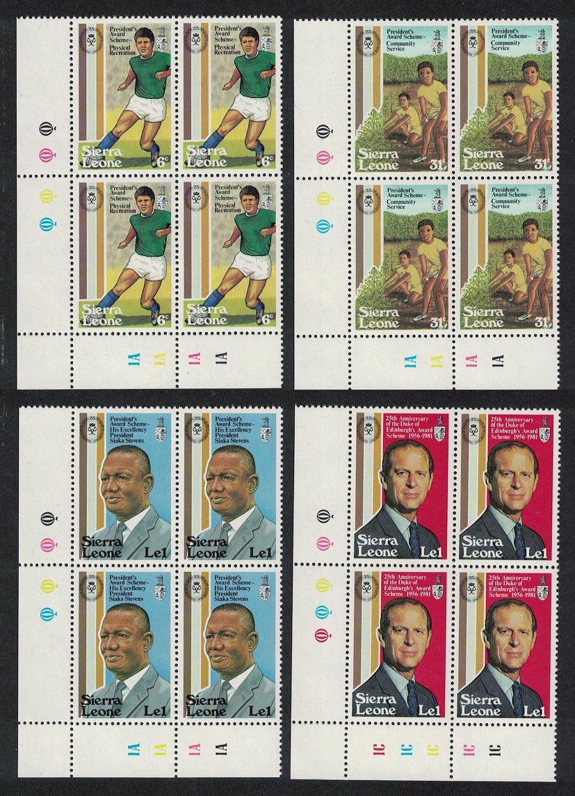 Sierra Leone Football Duke of Edinburgh Award 4v Corner Blocks of 4 1981 MNH | Africa - Sierra ...