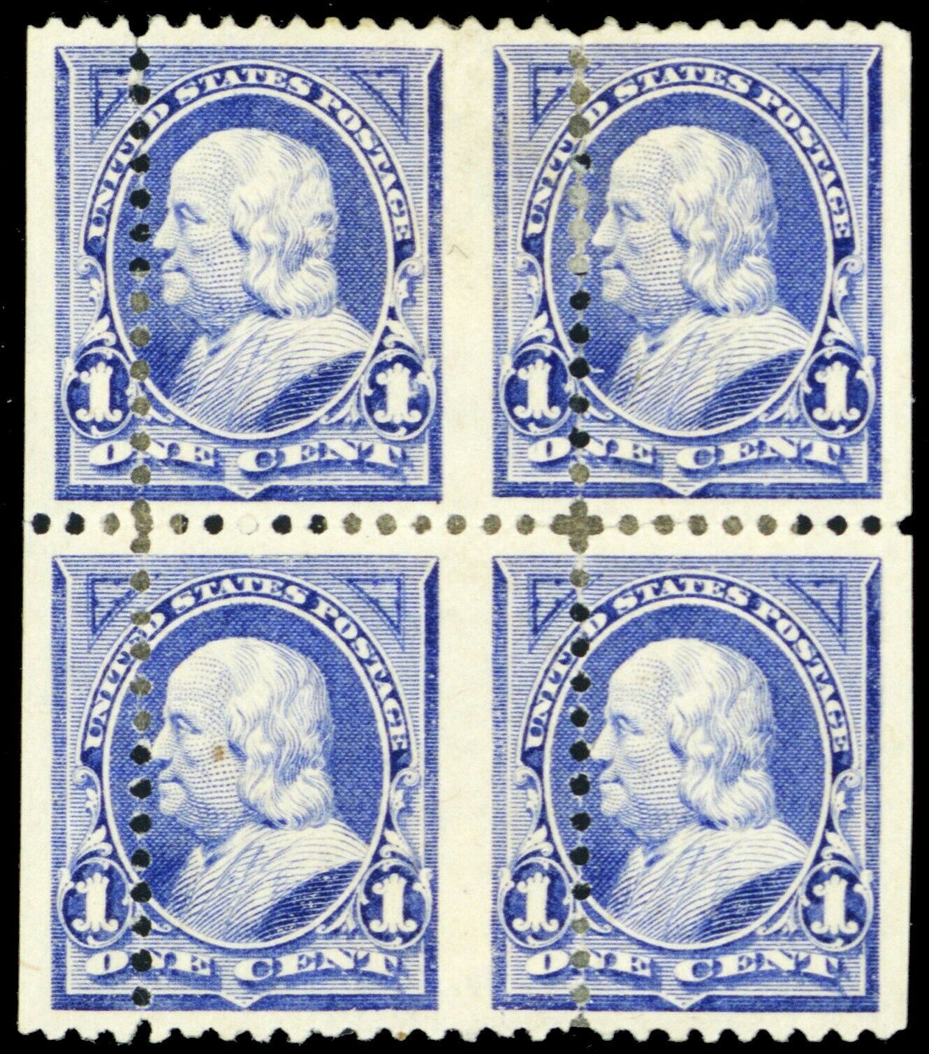 246, Mint HR Very RARE Misperfed Block of Four Freaky Error - Stuart ...