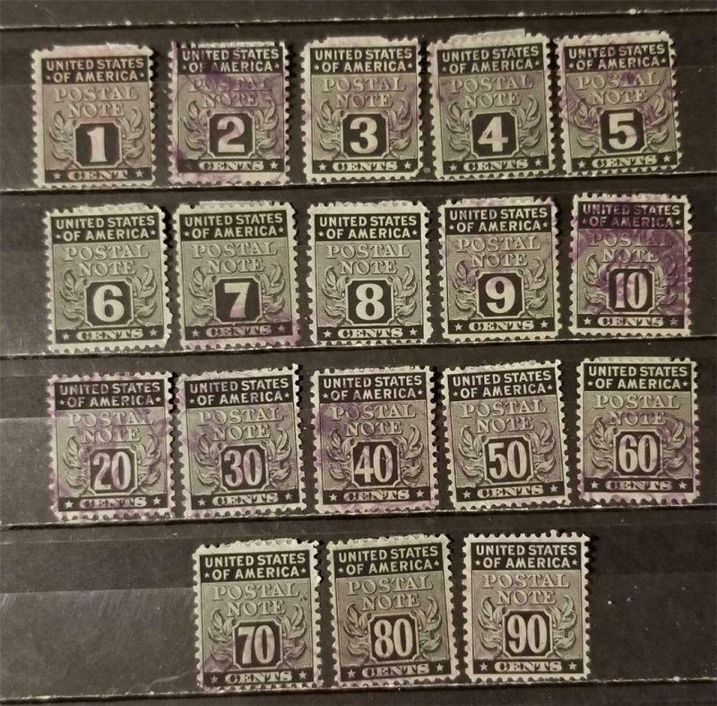 US Postal Note Stamps SC# PN1-PN18 Used Complete Set G2940 | United ...