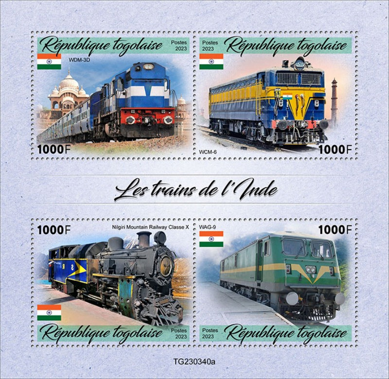 Togo - 2023 Indian Trains, Nilgiri Mountain Railway - 4 Stamp Sheet ...