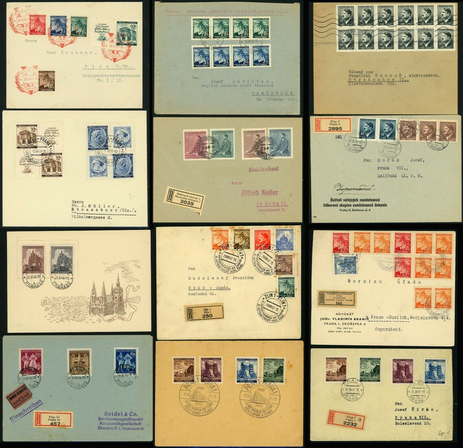 WWII Occupied Czechoslovakia Bohemia Moravia Registered Cover Postage ...