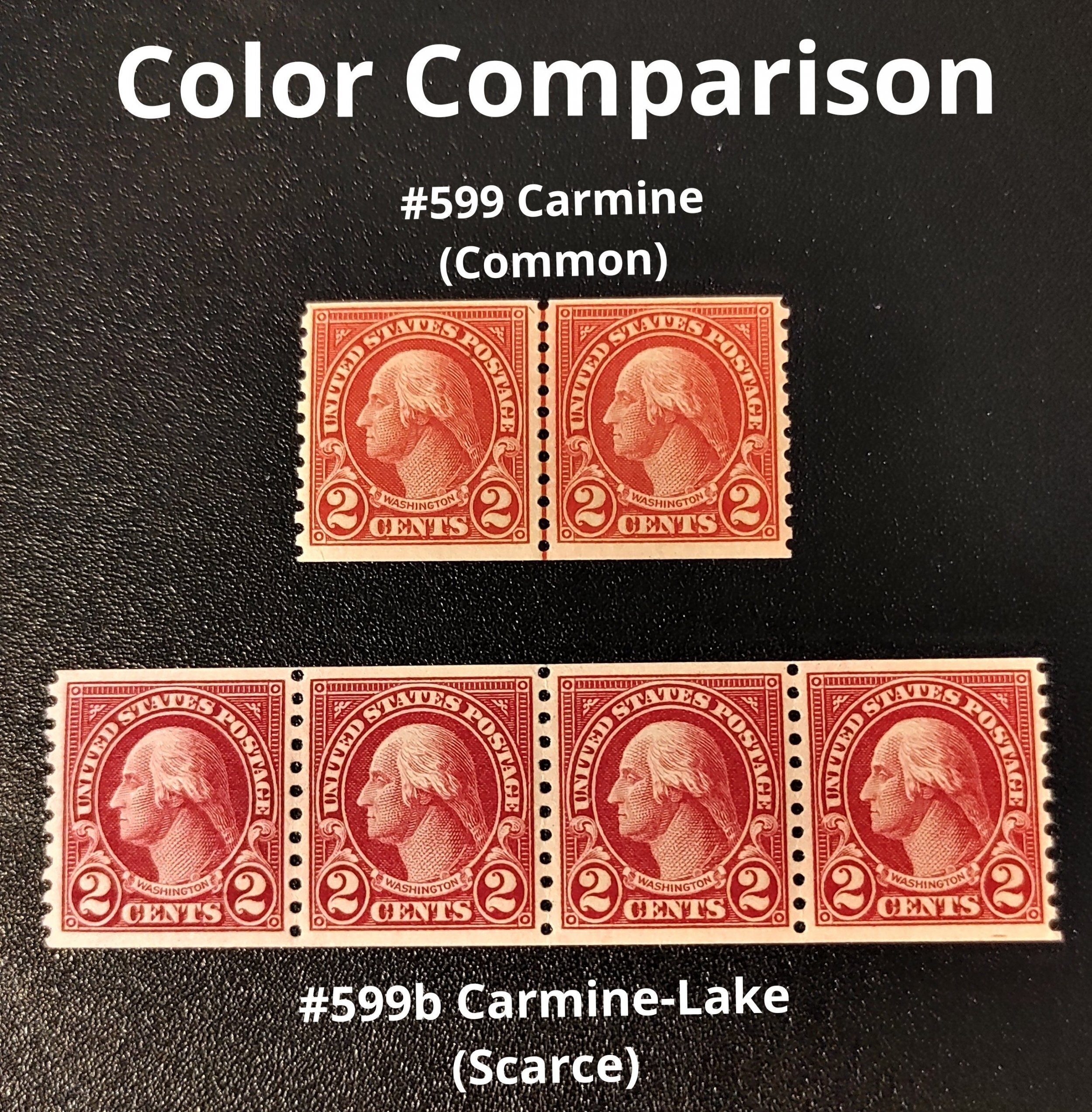 Scott# 599b - Washington 1923 2¢ Scarce Carmine-Lake. MNH OG. SCV ...
