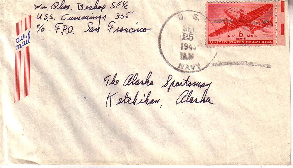 United States Ships 6c Transport 1945 U.S. Navy U.S.S. Cummings Type 3z ...