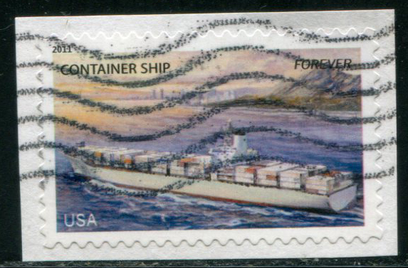 4551 US (44c) Container Ship SA, used on paper | United States, General ...