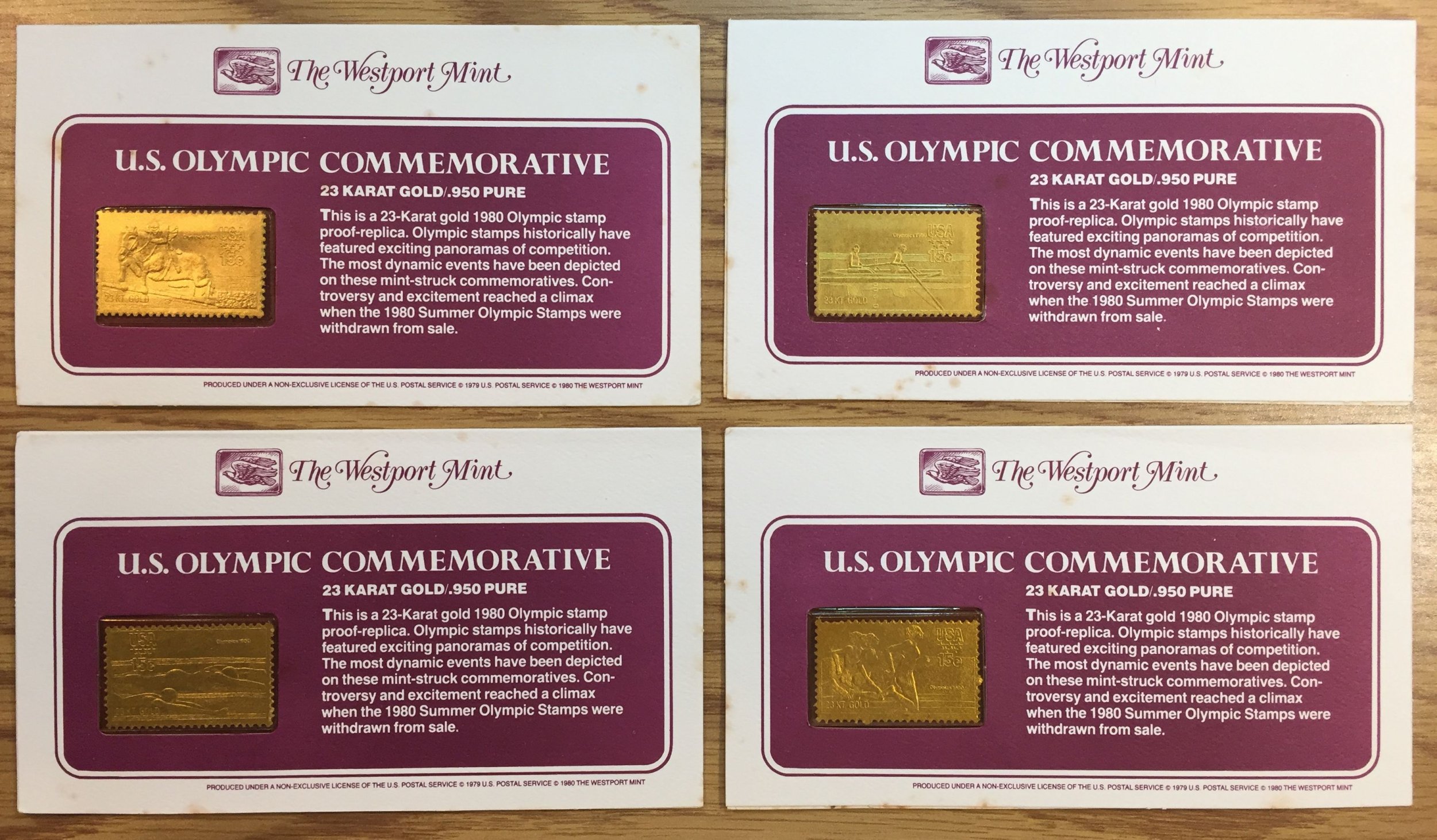 #1791-1794 Westport U.S. Olympic 1980 Commemorative - 23 karat gold ...