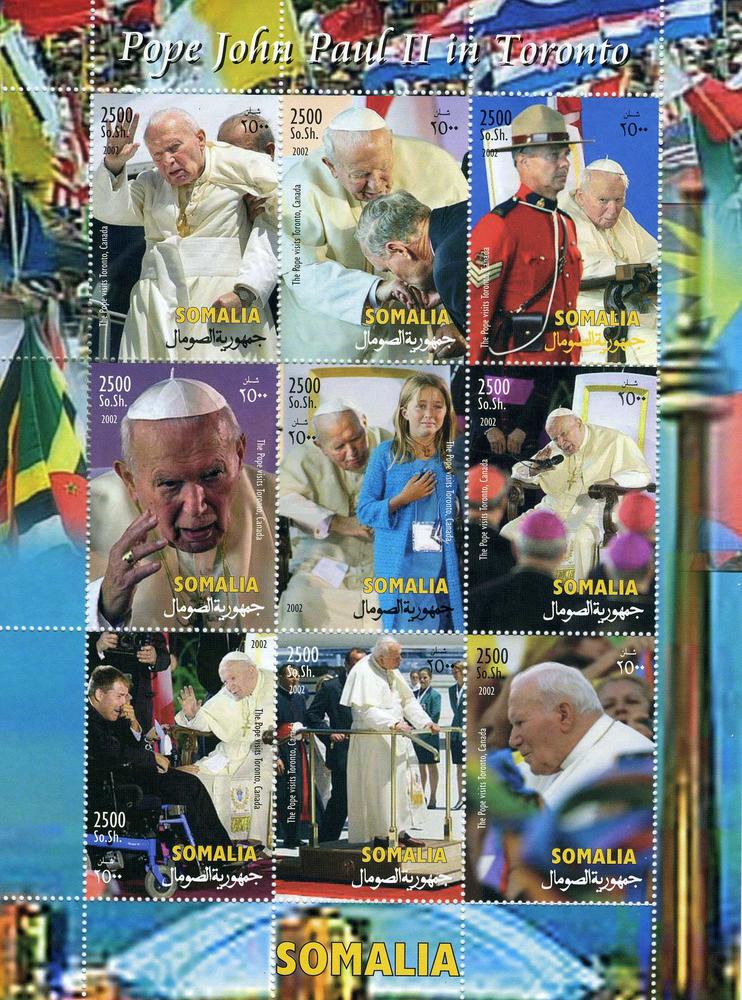 Somalia 2002 POPE JOHN PAUL II in Toronto Sheet Perforated Mint (NH ...