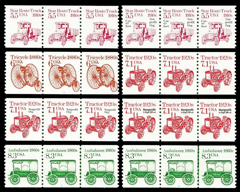 Scott 2125,2125a,2126,2127,2127a,2127b,2128 8 Diff. Plate # Coils Mint ...