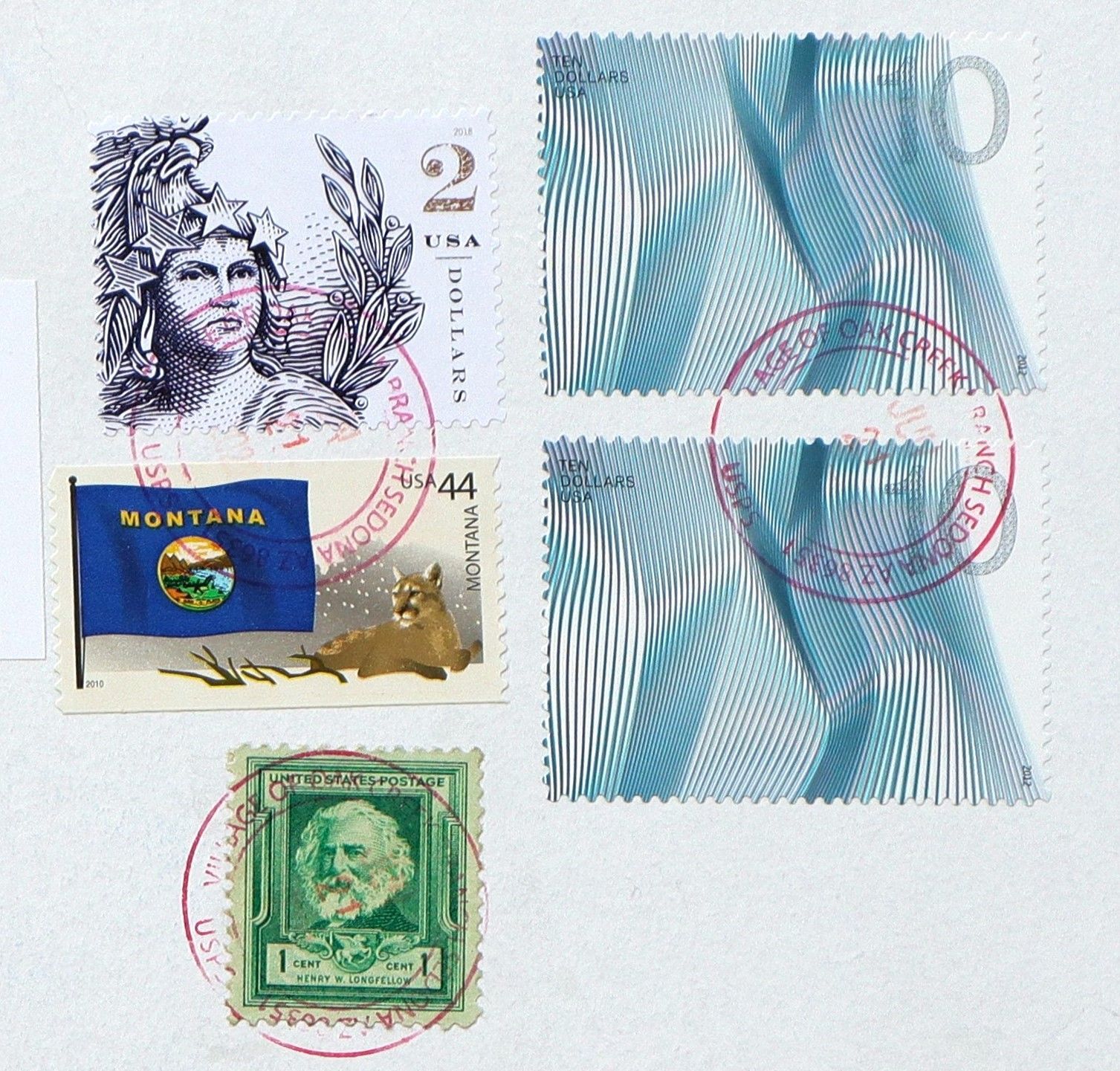 U.S. Used Stamp Scott #4720 $10 Wave (x2) on Priority Mail Registered ...