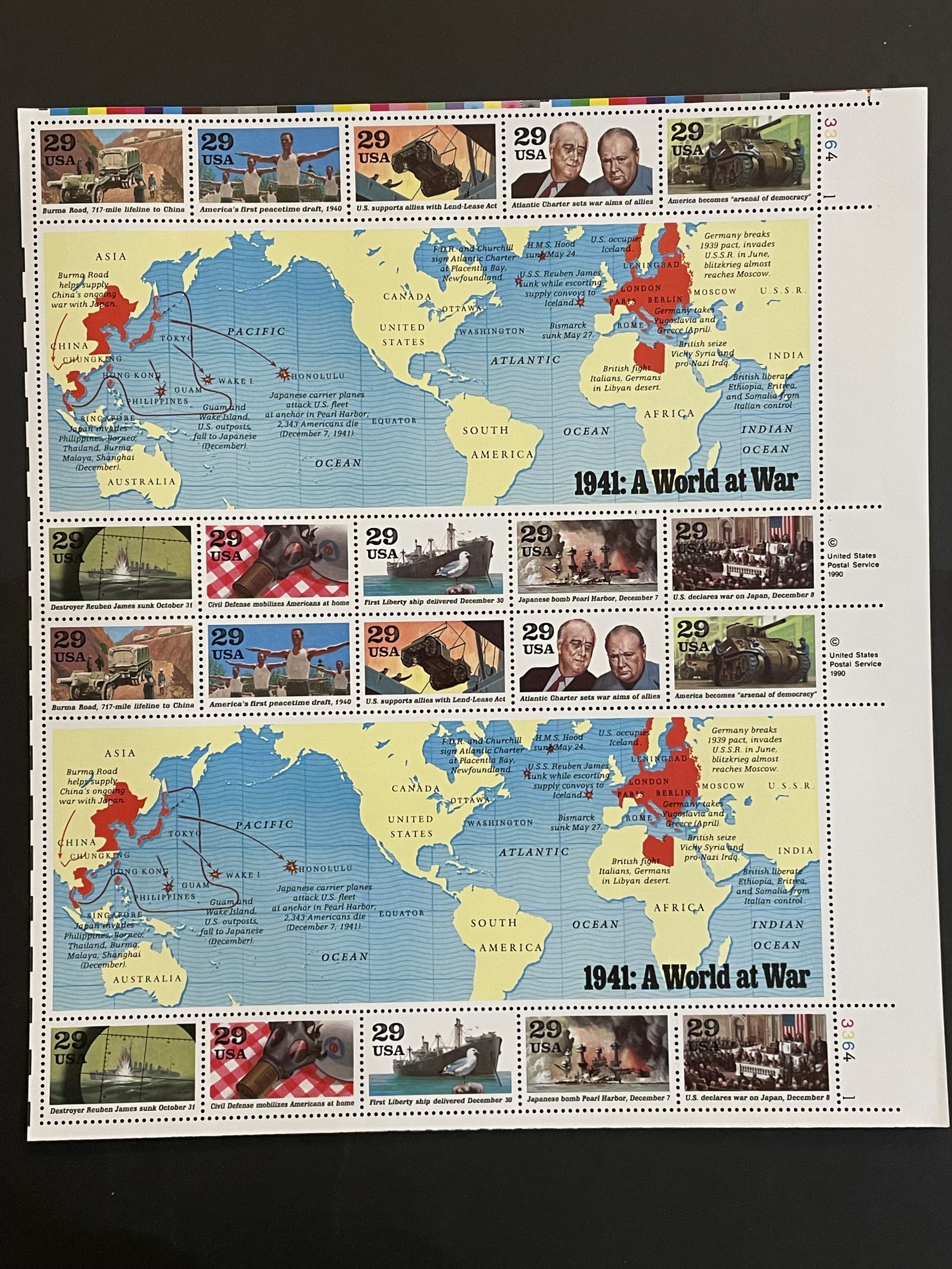 1991 sheet World War II: 1941 A World at War Sc# 2559 | United States ...