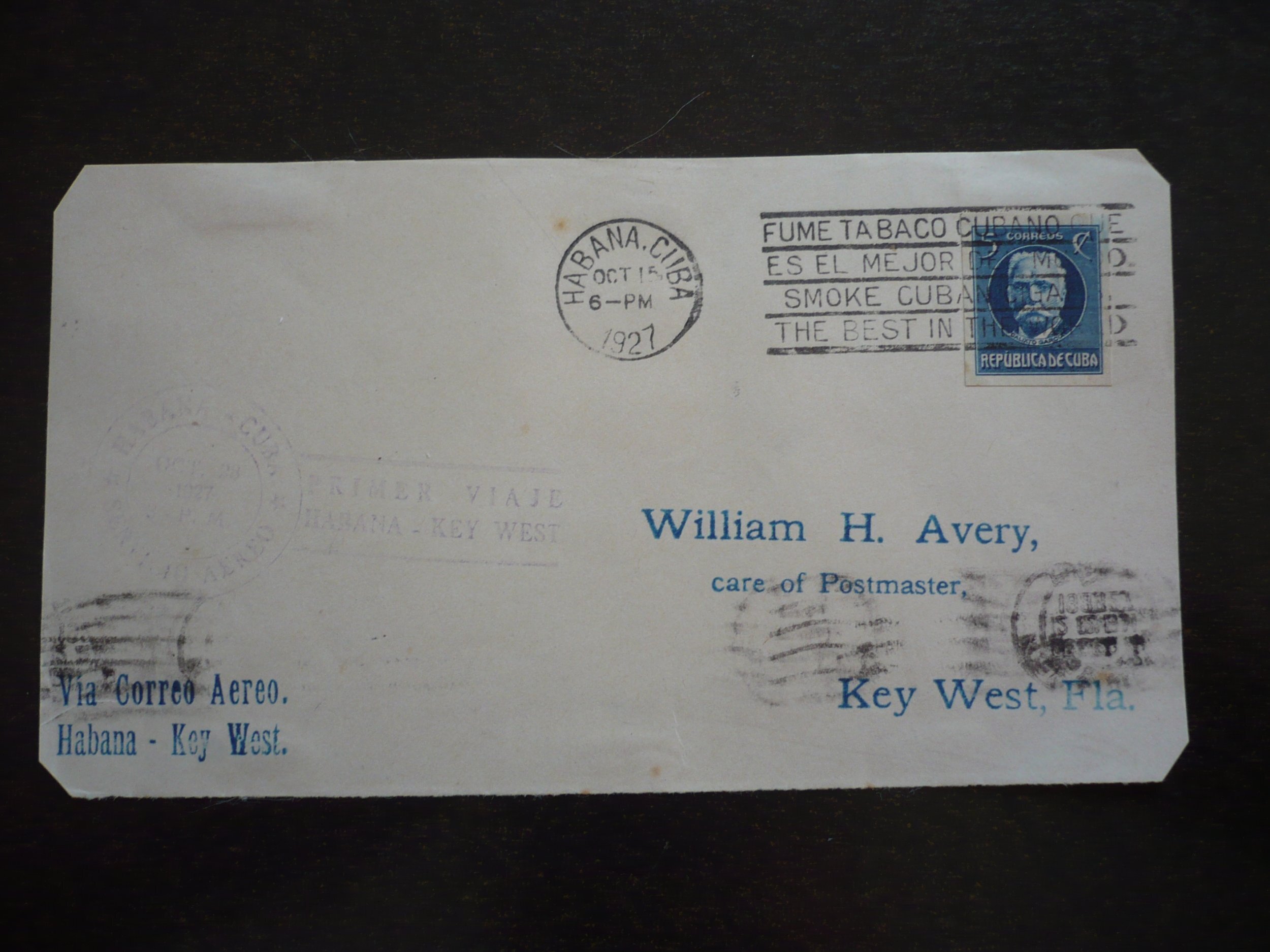 Cuba - Postal History - Cover - Scott#282 Imperf - First Flight ...