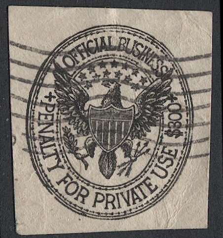US Official Business Penalty Imprint Oval in black on laid paper, Used ...