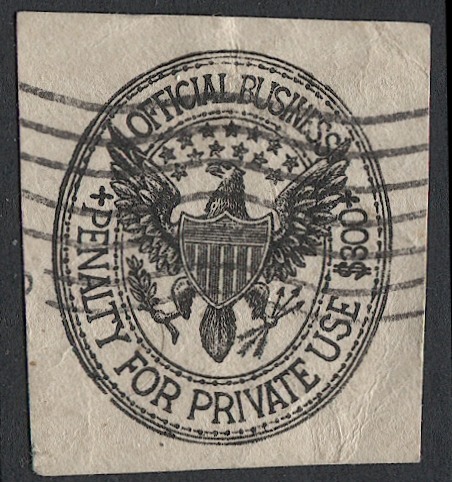 US Official Business Penalty Imprint Oval in black on laid paper, Used ...