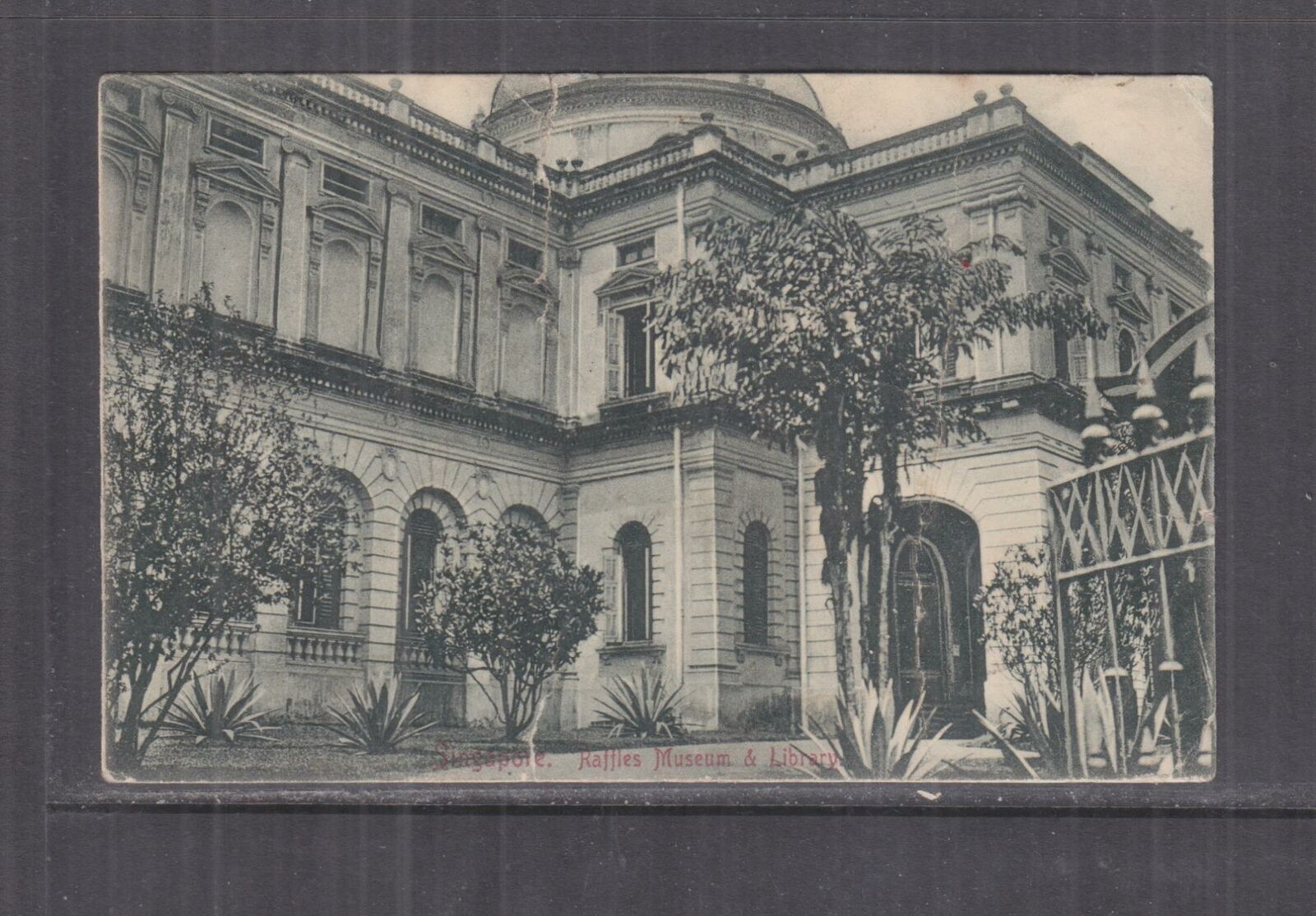 Singapore, 1910 Ppc. Raffles Hotel, Museum & Library, 1c. Kevii to GB ...
