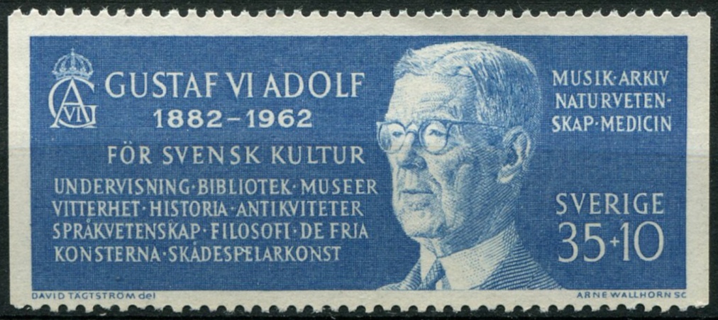 Sweden Sc#B52 MNH, 35o+10o bl, King Gustaf VI Adolf - Birthday issues (1962) | Europe - Sweden ...