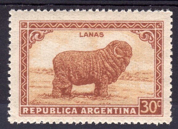 Argentina 1945 MERINO SHEEP (WOOL) 1 Stamp Perforated Mint (NH ...