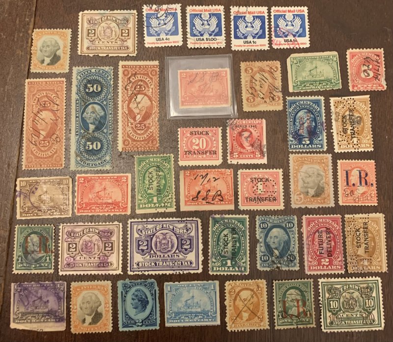 Used Documentary, Revenue, Official, Stock Transfer, US and NY stamps ...
