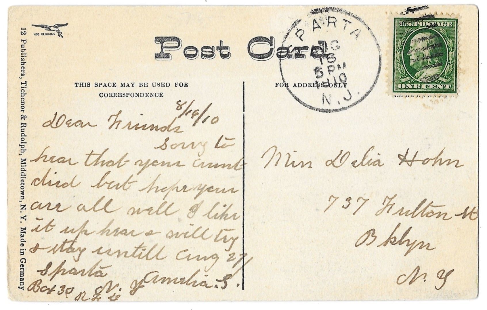 Road From Ogdensburg to Sparta, New Jersey Divided Back Postcard Mailed ...