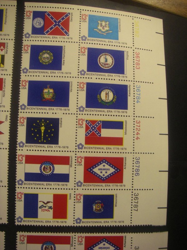 Scott 1633//1682, 13c US State Flags, PB12 x4, MNH Commemorative ...