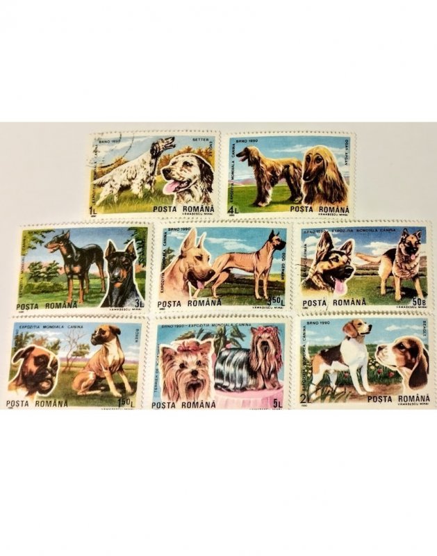 Romanian Postal Stamps 1990 50B - 5L Dogs | Worldwide - Other, Stamp ...
