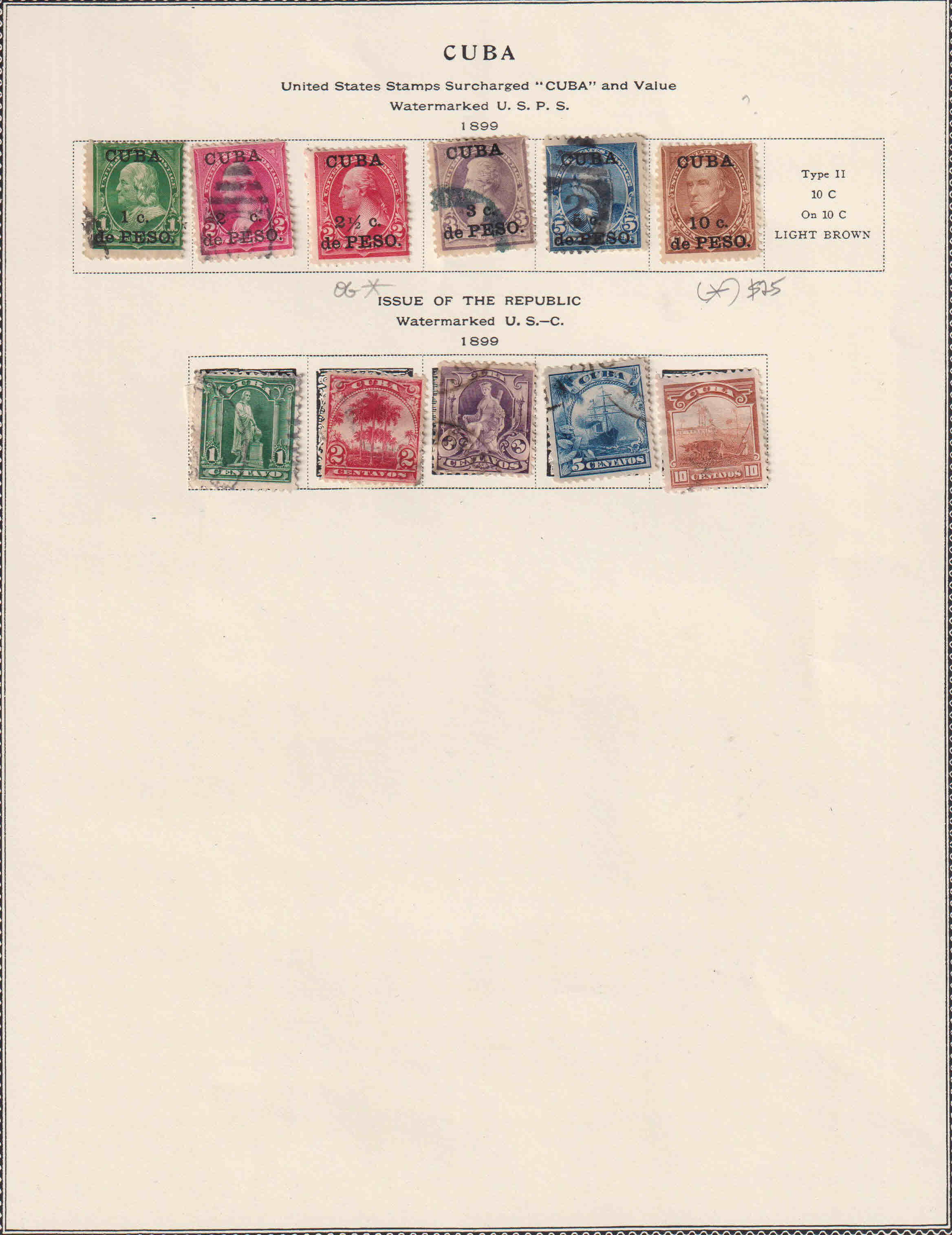 Cuba Four Album Pages Collection LOT With USA Overprints 45 Stamps ...