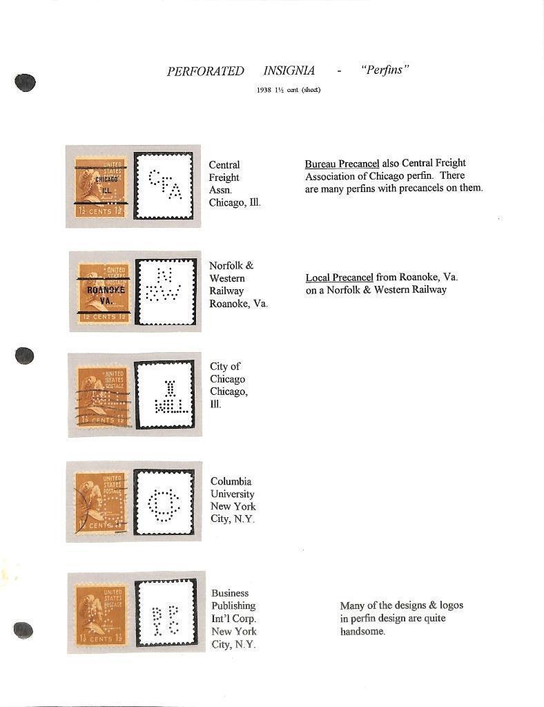 USA Scott 805 U.S. Perfins (X5) & Precancels Railroad Chicago NY ...