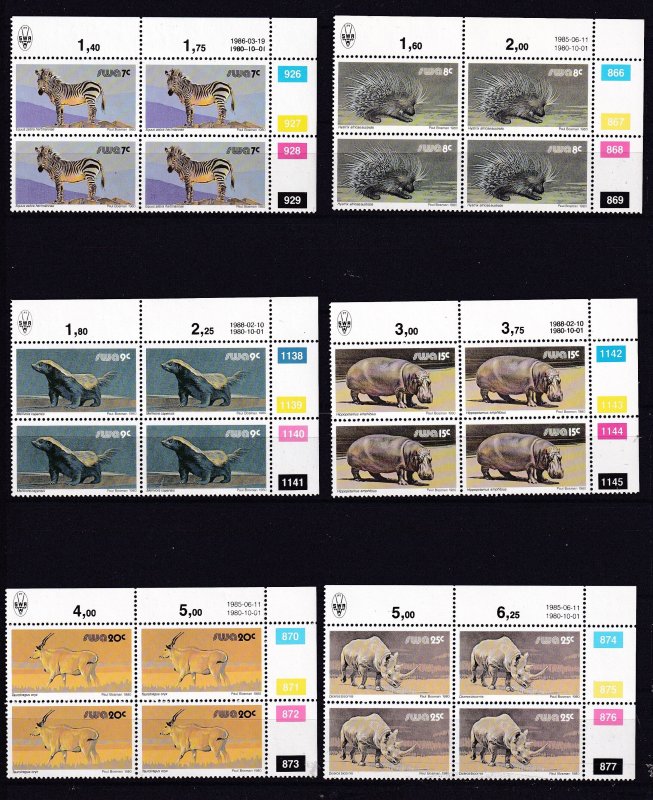 South West Africa SWA 1980-1985 -MNH Group of 16 Wildlife Animal PB UL ...