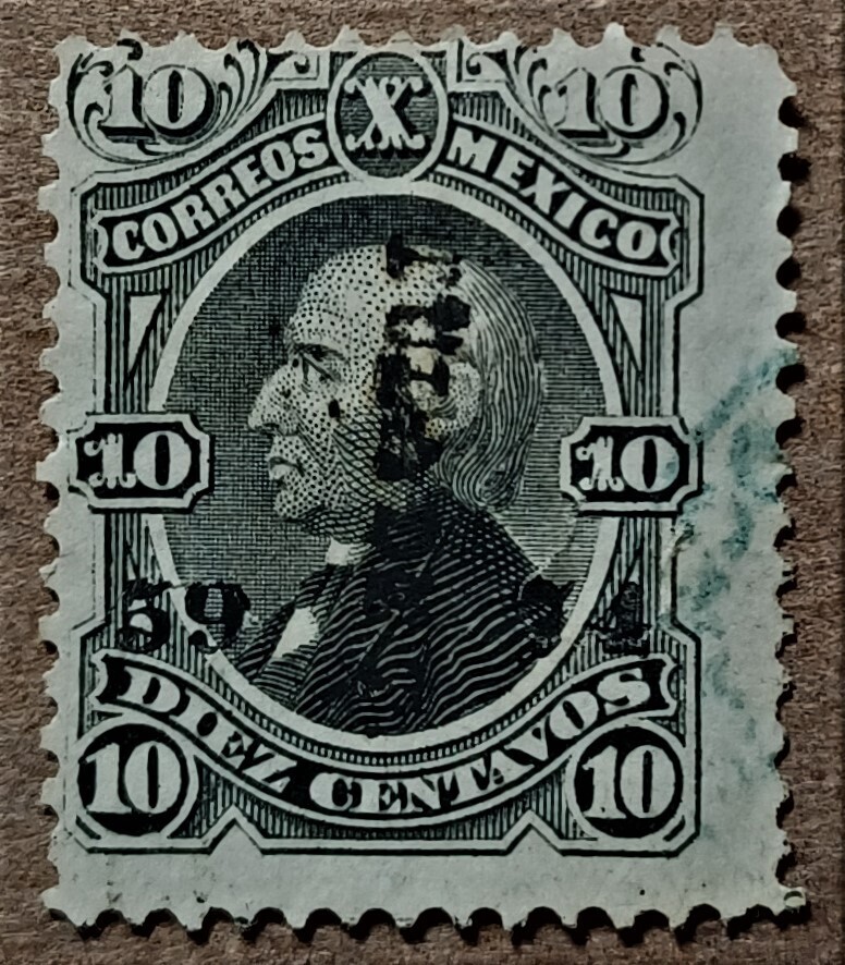 Mexico #107 10c Hidalgo USED black overprinted w/ district name ...