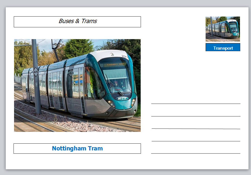 Buses & Trams - Nottingham Tram souvenir postcard mint | Great Britain ...