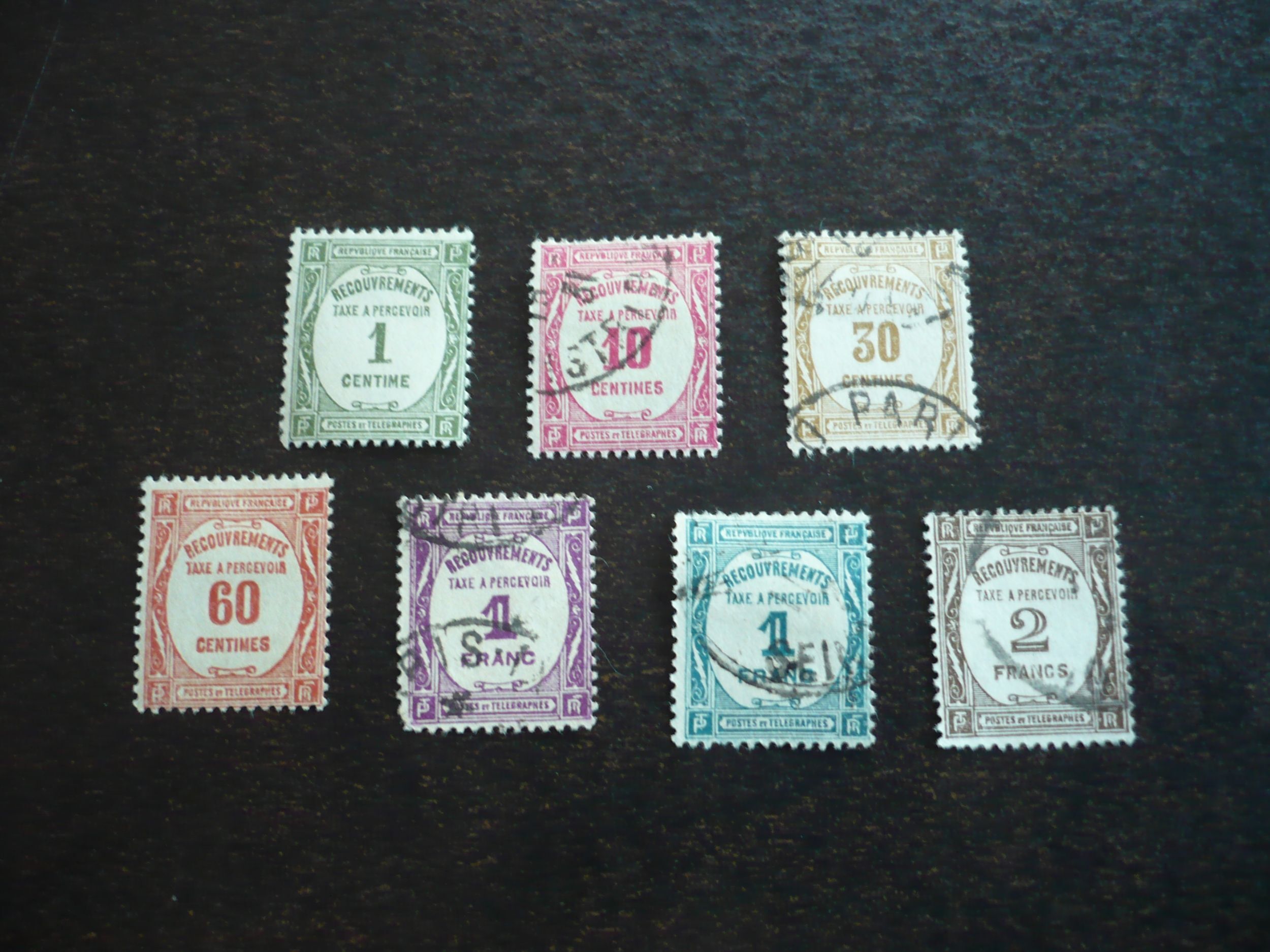 Stamps - France - Scott# J58-J63,J65 - Used Part Set of 7 Stamps ...