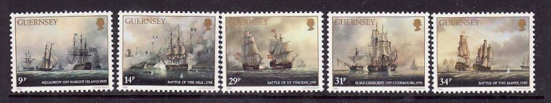 Guernsey-Sc#325-9-unused NH set-Admiral Lord de Saumarez-Ships-1986 ...