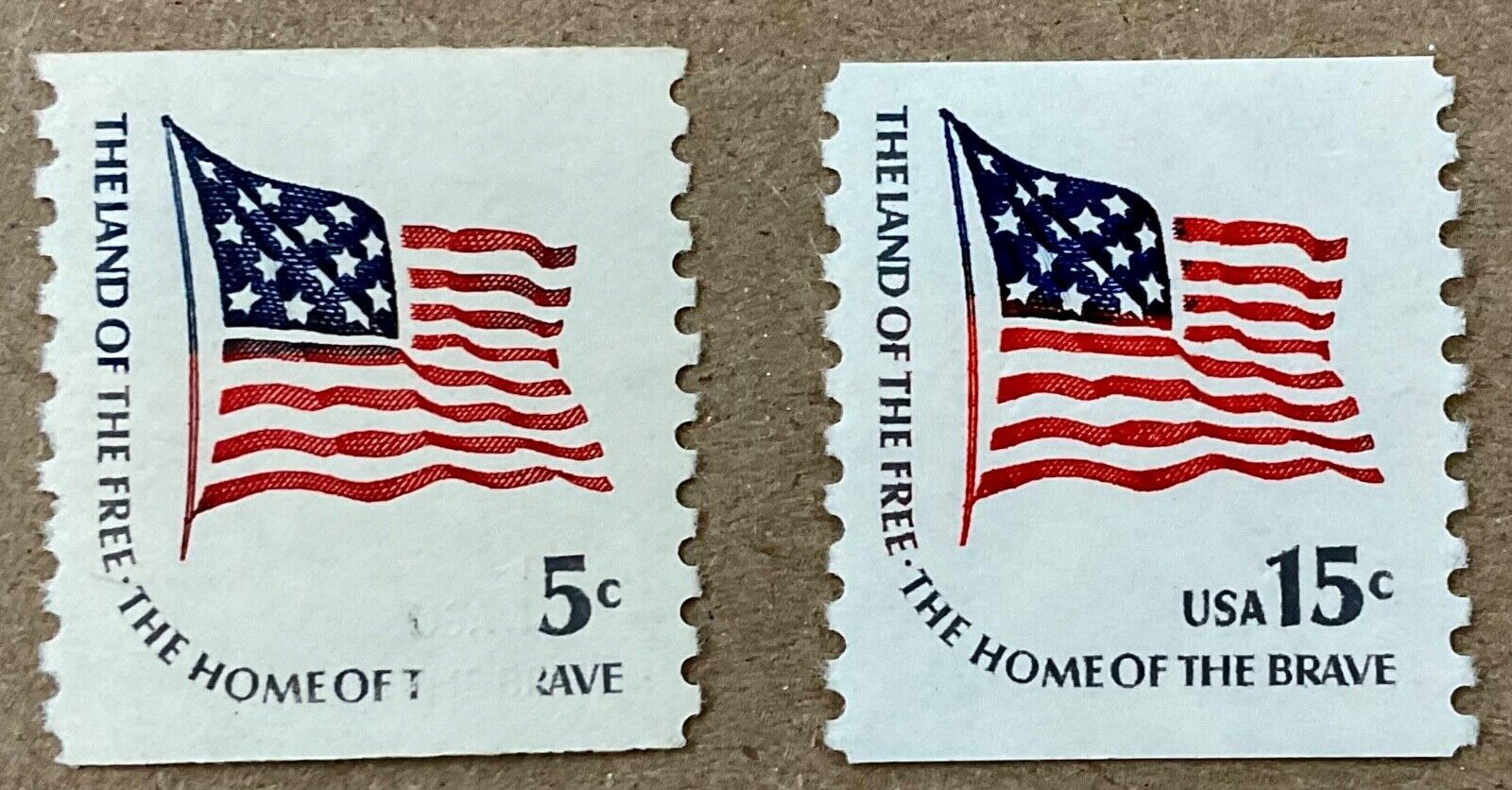 #1618c 15¢ FLAG ISSUE, Americana Issue, plate flaw, ink missing in ...