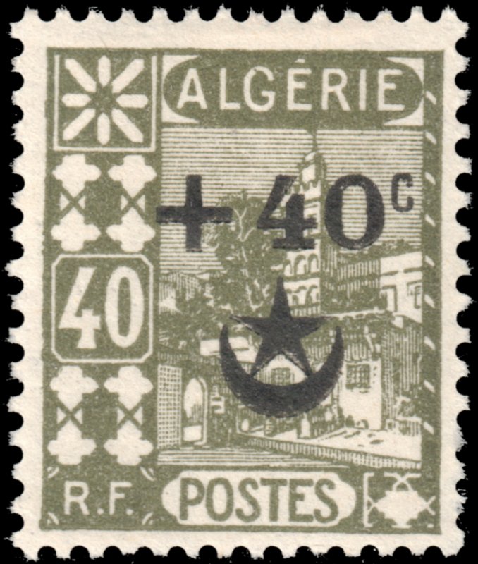 Algeria #B8 Unused MOG - 40c stamp with 40c surch (1927) | Africa ...