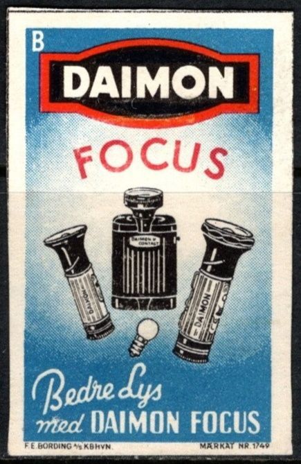 Vintage Denmark Poster Stamp Daimon Focus Better Light With Daimon ...