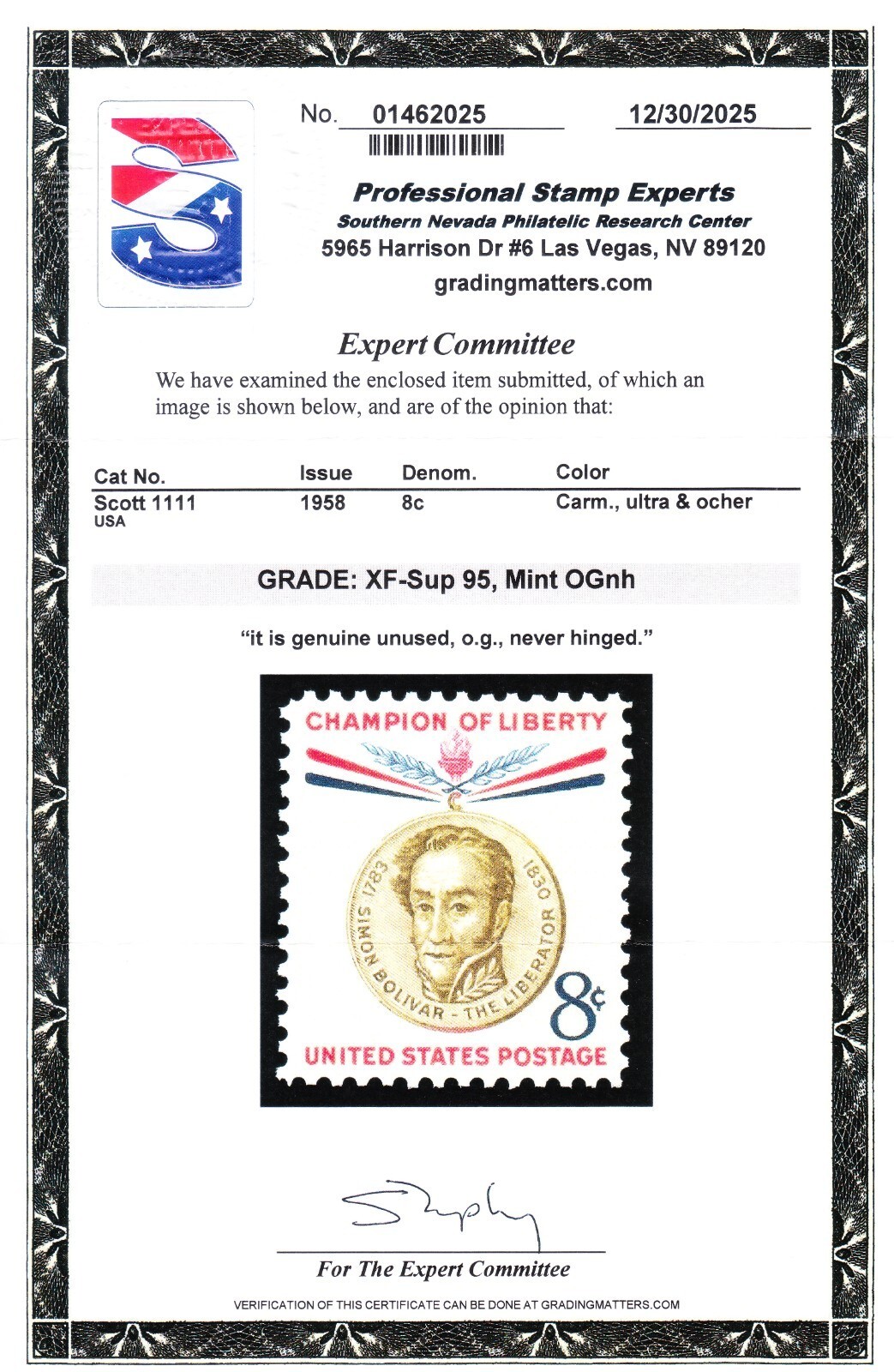 MOstamps- US #1111 Mint OG NH grade 95 with PSE Cert - Lot # MO-6108 ...